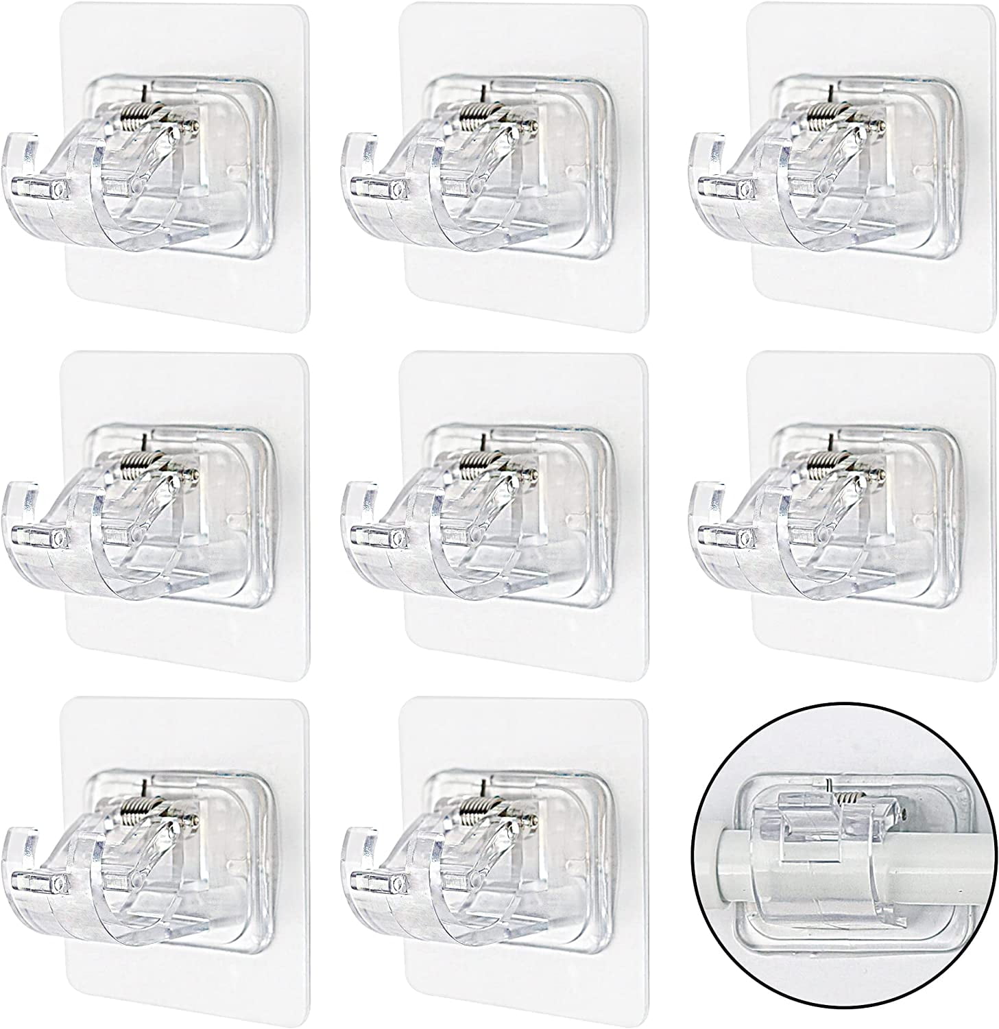 Self-Adhesive Curtain Rod Bracket, 8 Pack No Drill Curtain Rod Brackets ...