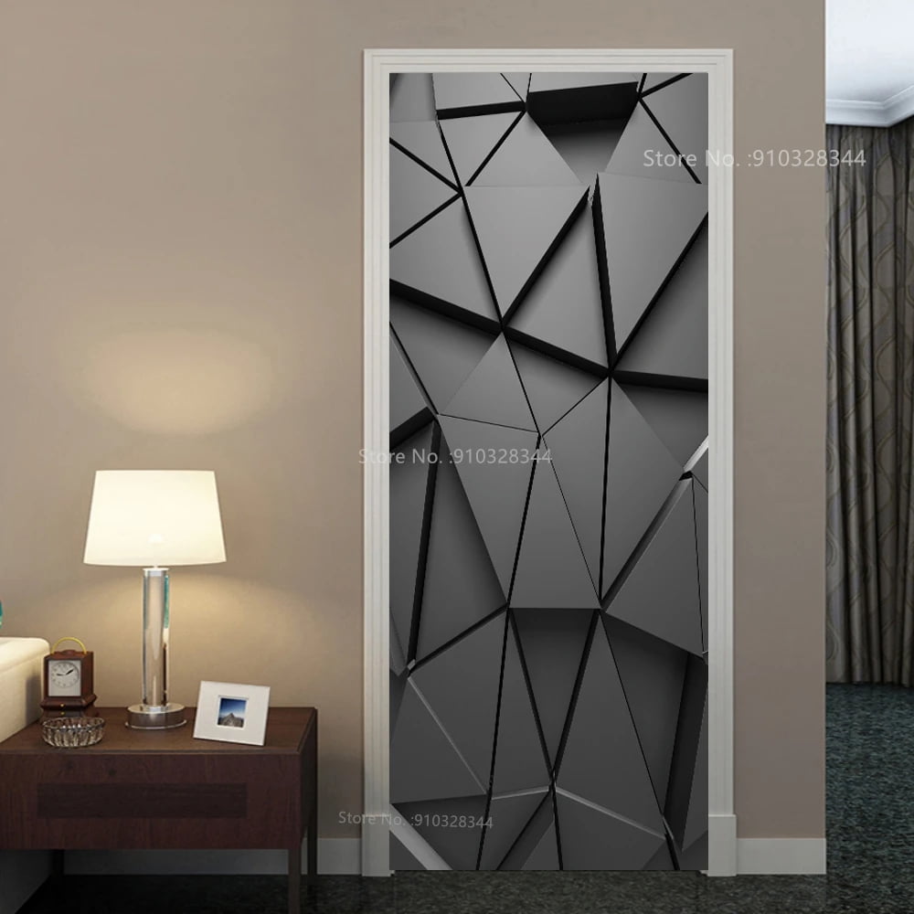Self Adhesive Door Cover Sticker Glass Door Flower 3D Door Posters DIY ...