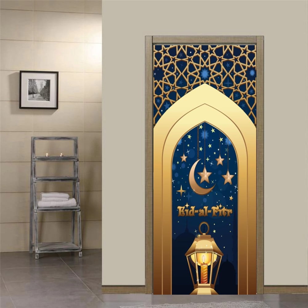 Self Adhesive Door Sticker Home Decor Art Mural Living Room Muslim ...