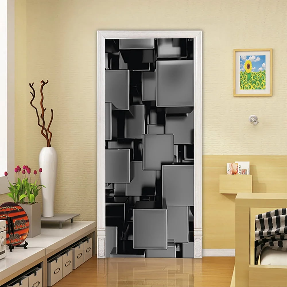 Self Adhesive Door Stickers 3D Wallpaper on The Door Wrap Wall Sticker ...