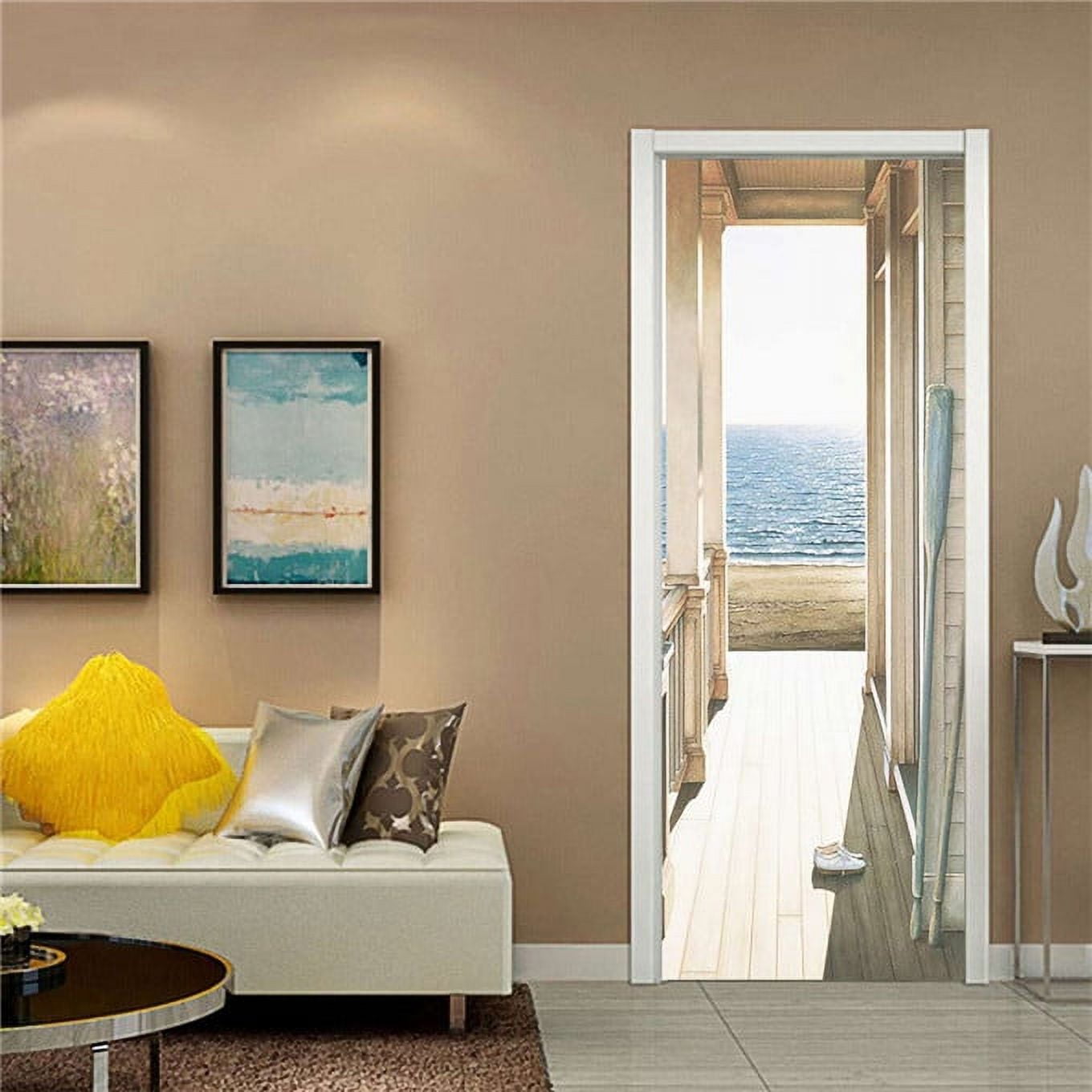 Self Adhesive Door Stickers PVC 3D Wallpaper for Doors Living Room ...