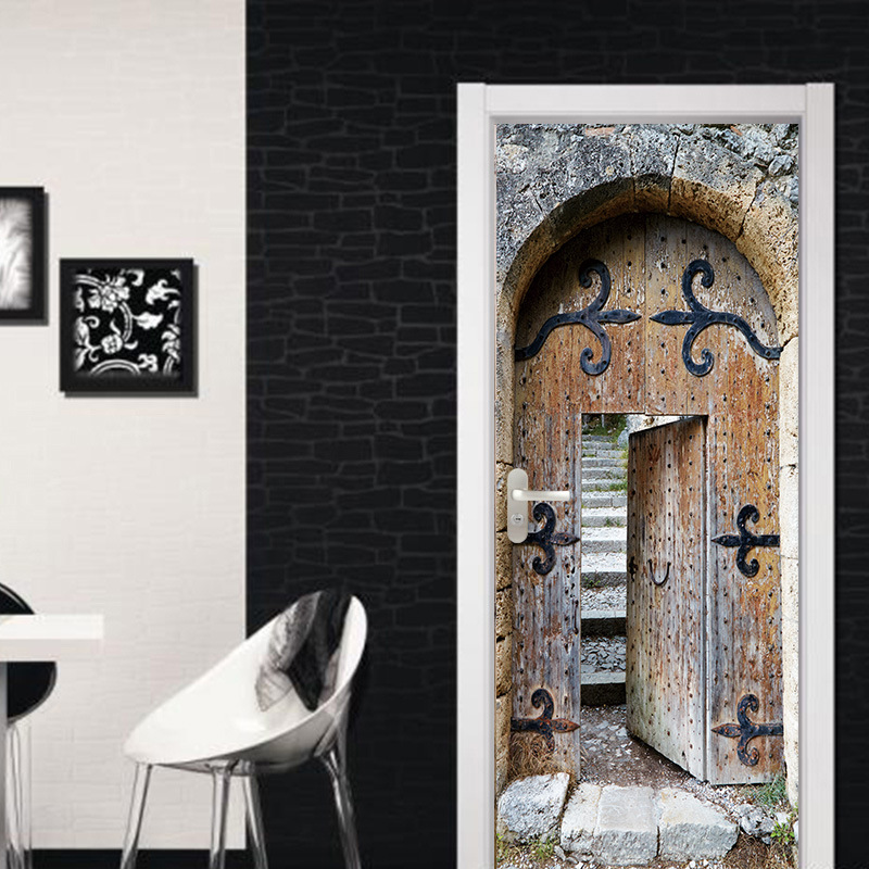 Self Adhesive Door Stickers PVC 3D Wallpaper for Doors Living Room ...