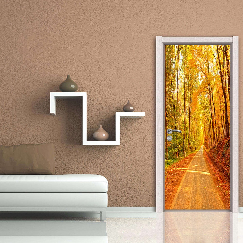 Self Adhesive Door Stickers PVC 3D Wallpaper for Doors Living Room ...