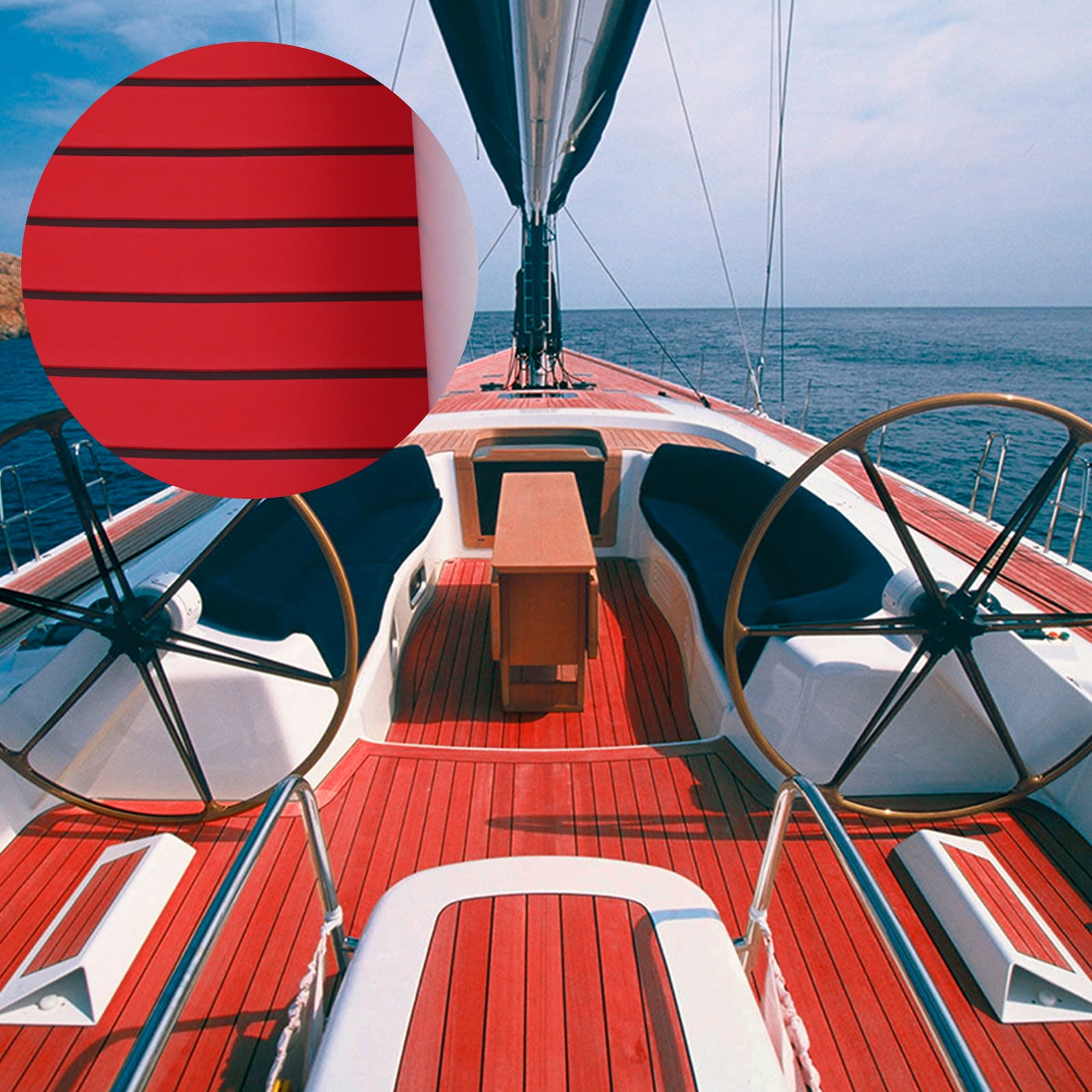 Self-Adhesive EVA Foam Marine Flooring Mat 240x90cm, Anti-Slip Teak ...