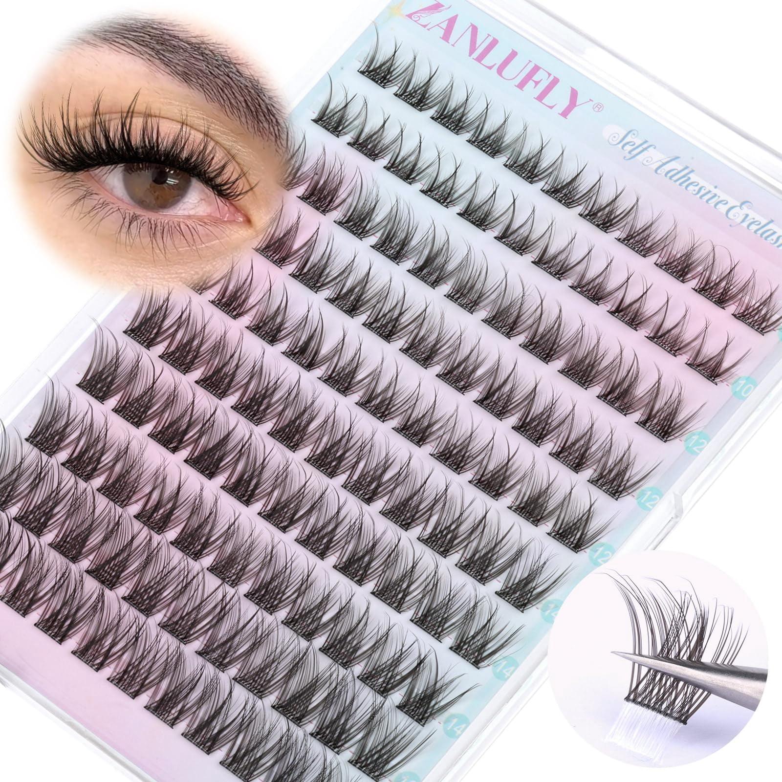 Self Adhesive Eyelashes Natural AIF9 Self Adhesive Lash Clusters Pre ...