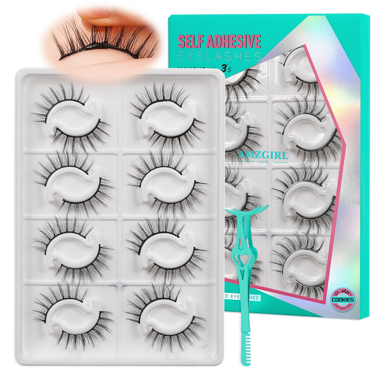 Self Adhesive Eyelashes No Glue Needed, Lash Clusters 8 Pairs Reusable ...