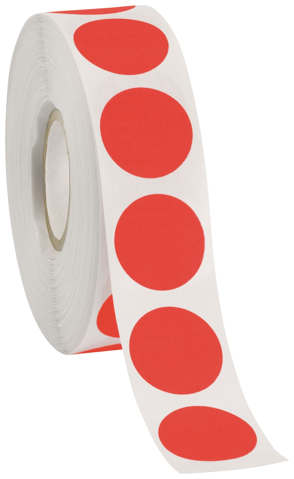 SSWBasics-3/4" Diameter Roll of 1000 Round Fluorescent Red Dot Stickers ...