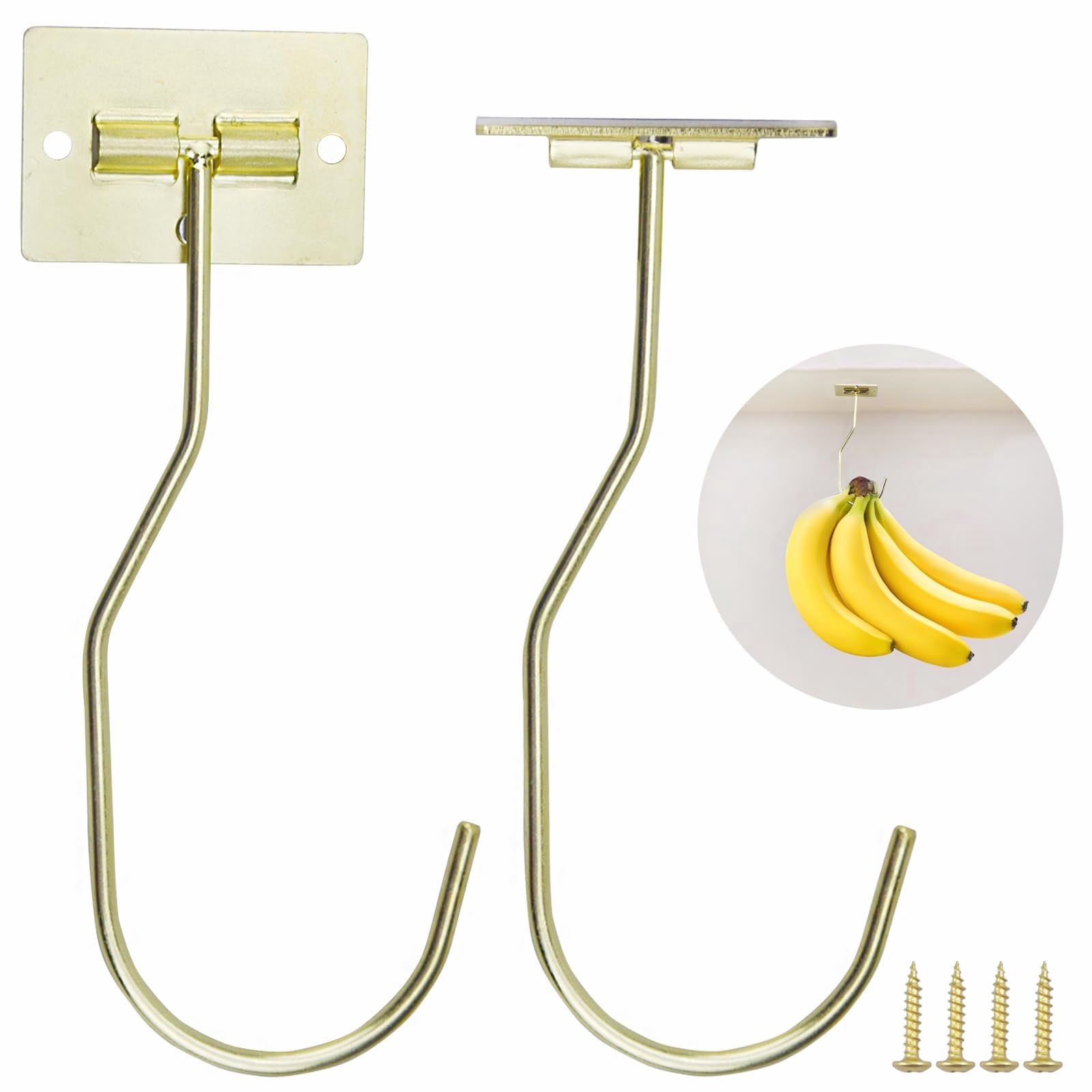 Self Adhesive Foldable Banana Hook, Under Cabinet Hook For Bananas Or ...