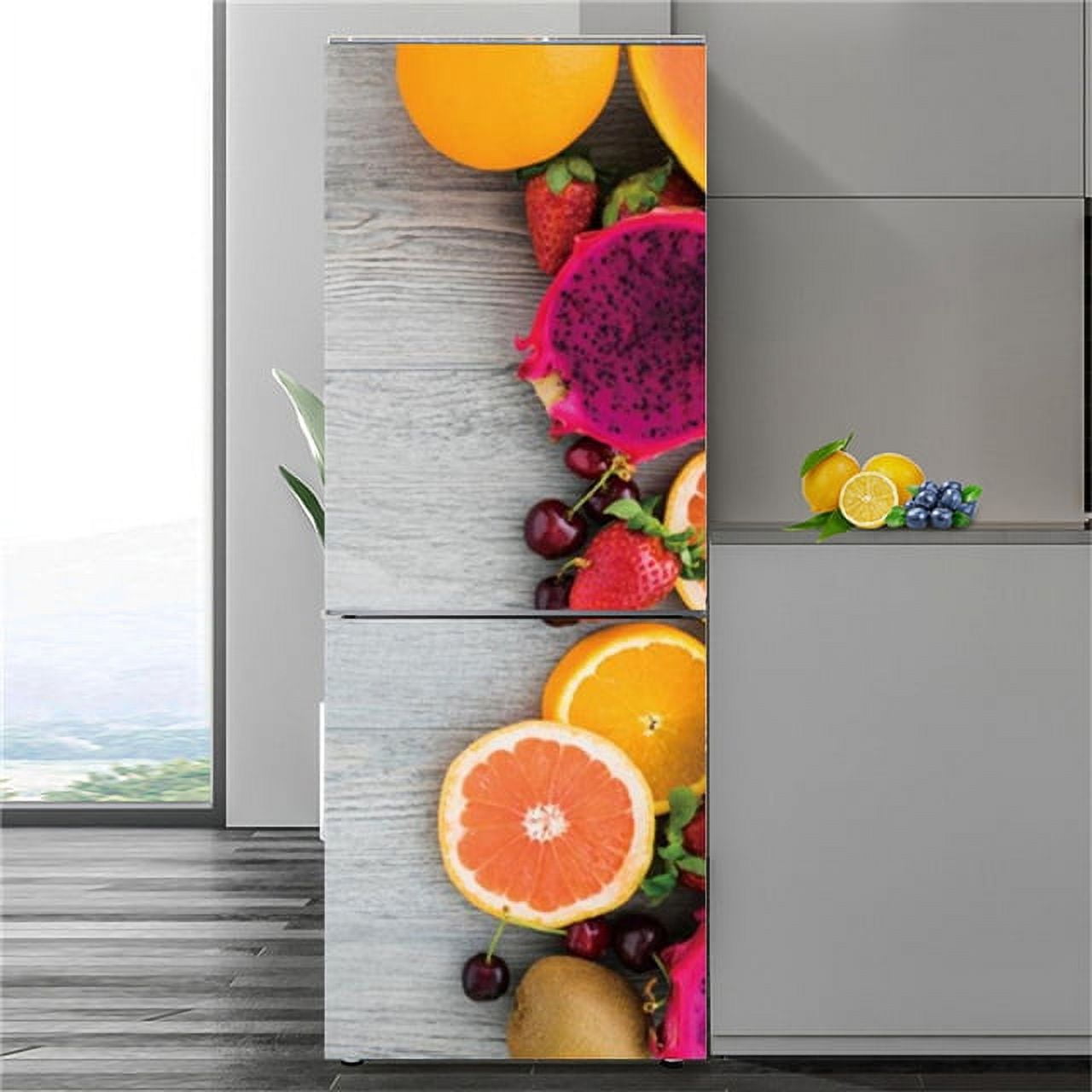 Self Adhesive Fruit Fridge Stickers Refrigerator Door Sticker Cover ...