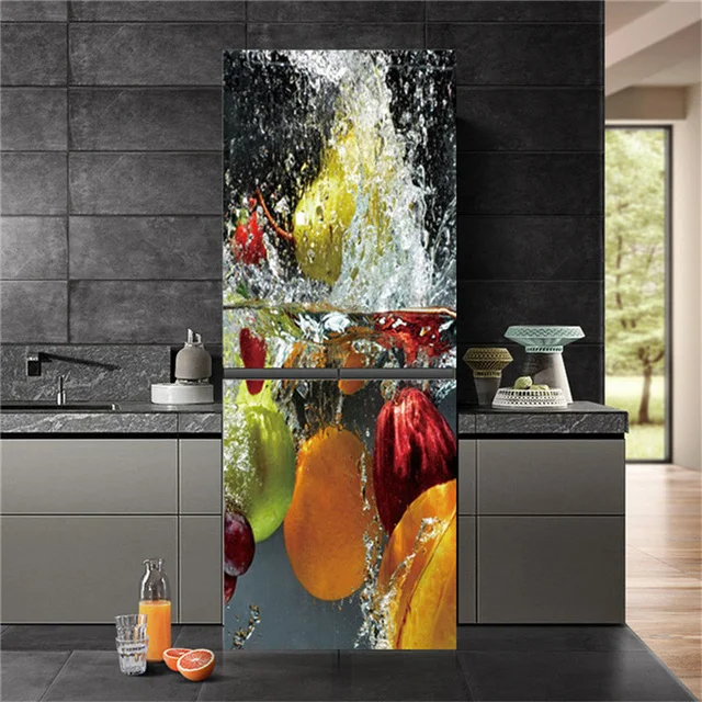 Self Adhesive Fruit Fridge Stickers Refrigerator Door Sticker Cover ...
