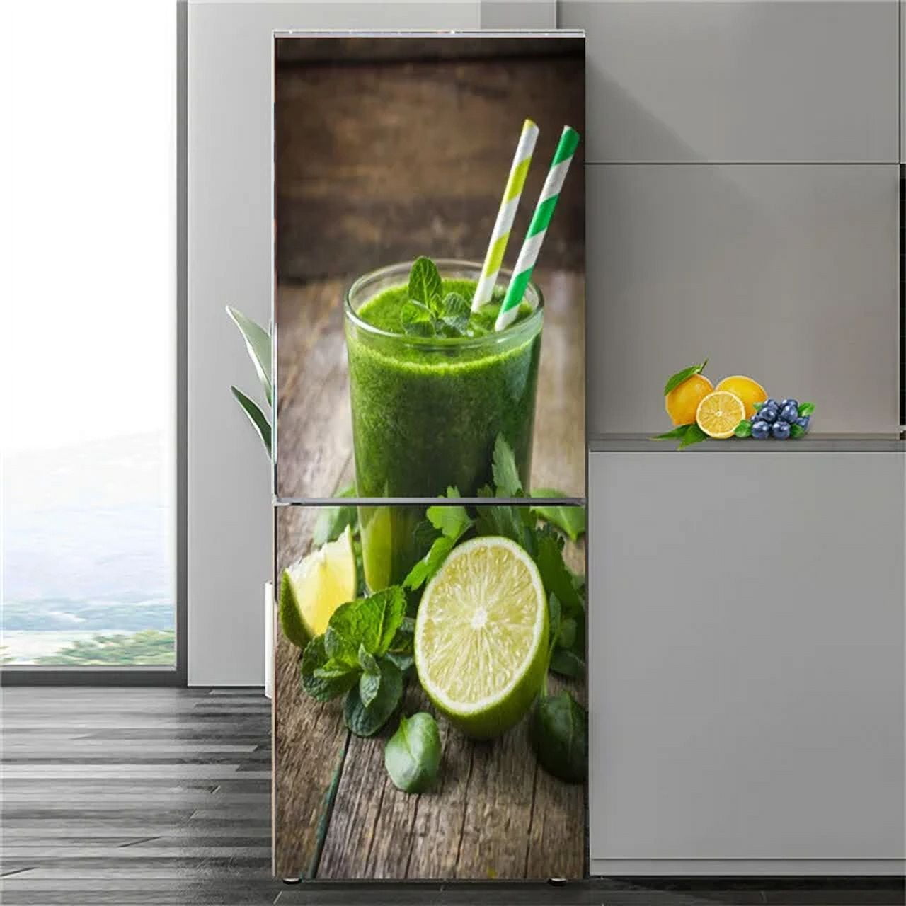 Self Adhesive Fruit Fridge Stickers Refrigerator Door Sticker Cover ...
