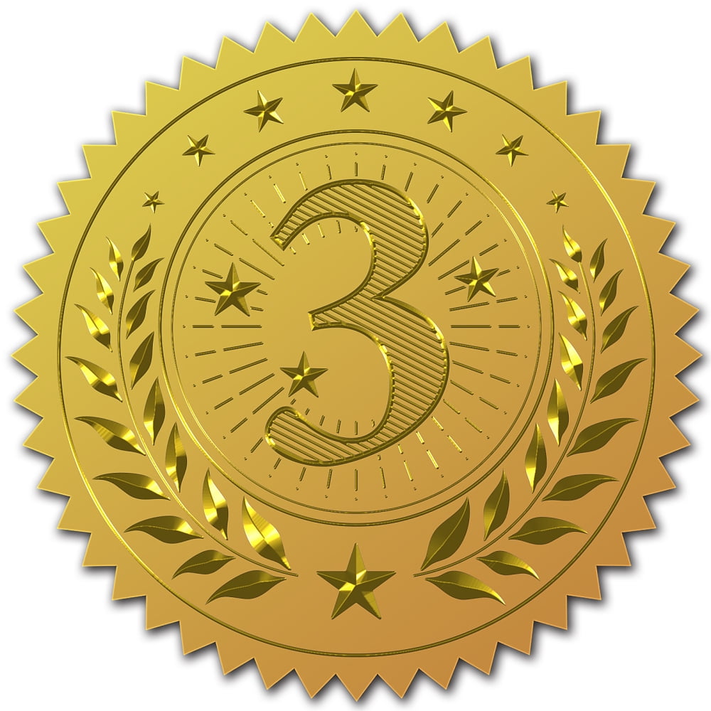 Self Adhesive Gold Foil Embossed Stickers Medal Decoration Sticker ...