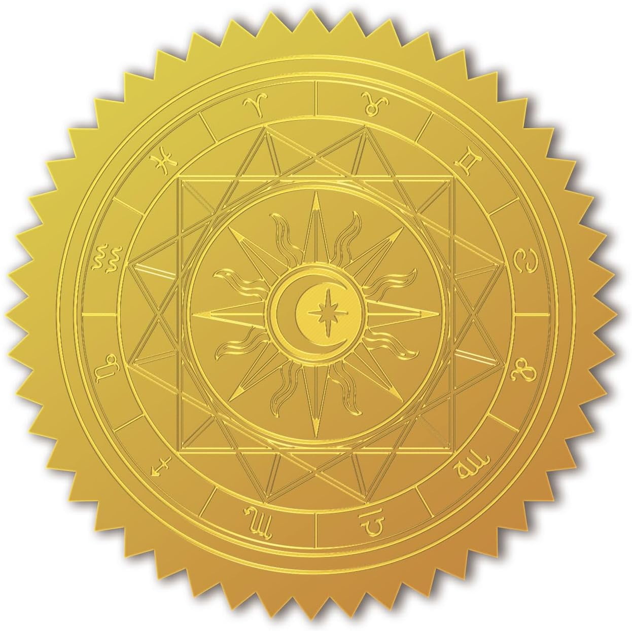 Self Adhesive Gold Foil Embossed Stickers Medal Decoration Sticker Sun ...