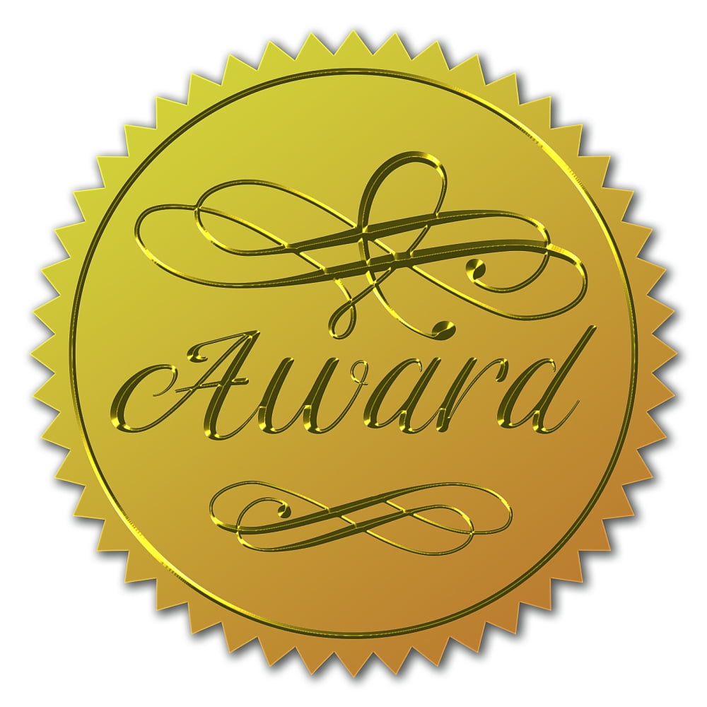 Self Adhesive Gold Foil Embossed Stickers Medal Decoration Sticker Word ...