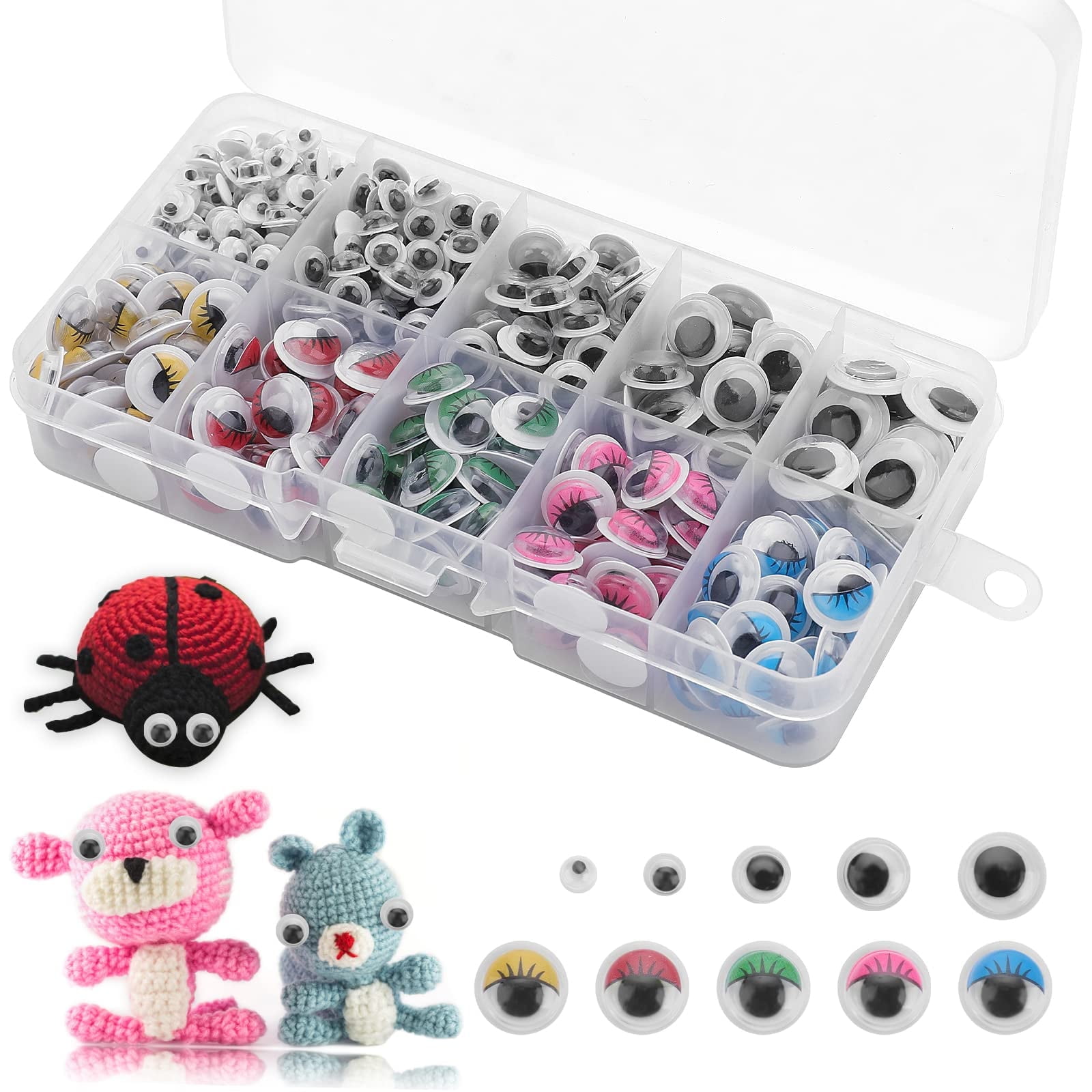 Self-Adhesive Googly Wiggle Eyes, 430Pcs Assorted Size 5-12mm Stick On ...