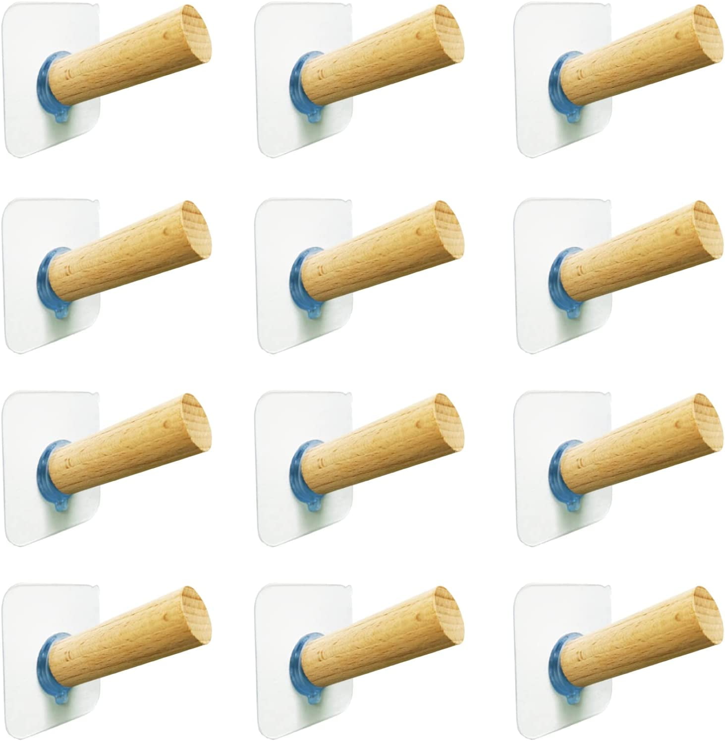 Self Adhesive Hat Hooks for Wall 12 Pieces Solid Wood. Cowboy Hat ...