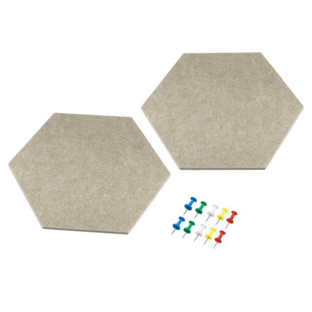 Self Adhesive Hexagon Wall Felt Bulletin Board Tiles Push Pins, Dark ...