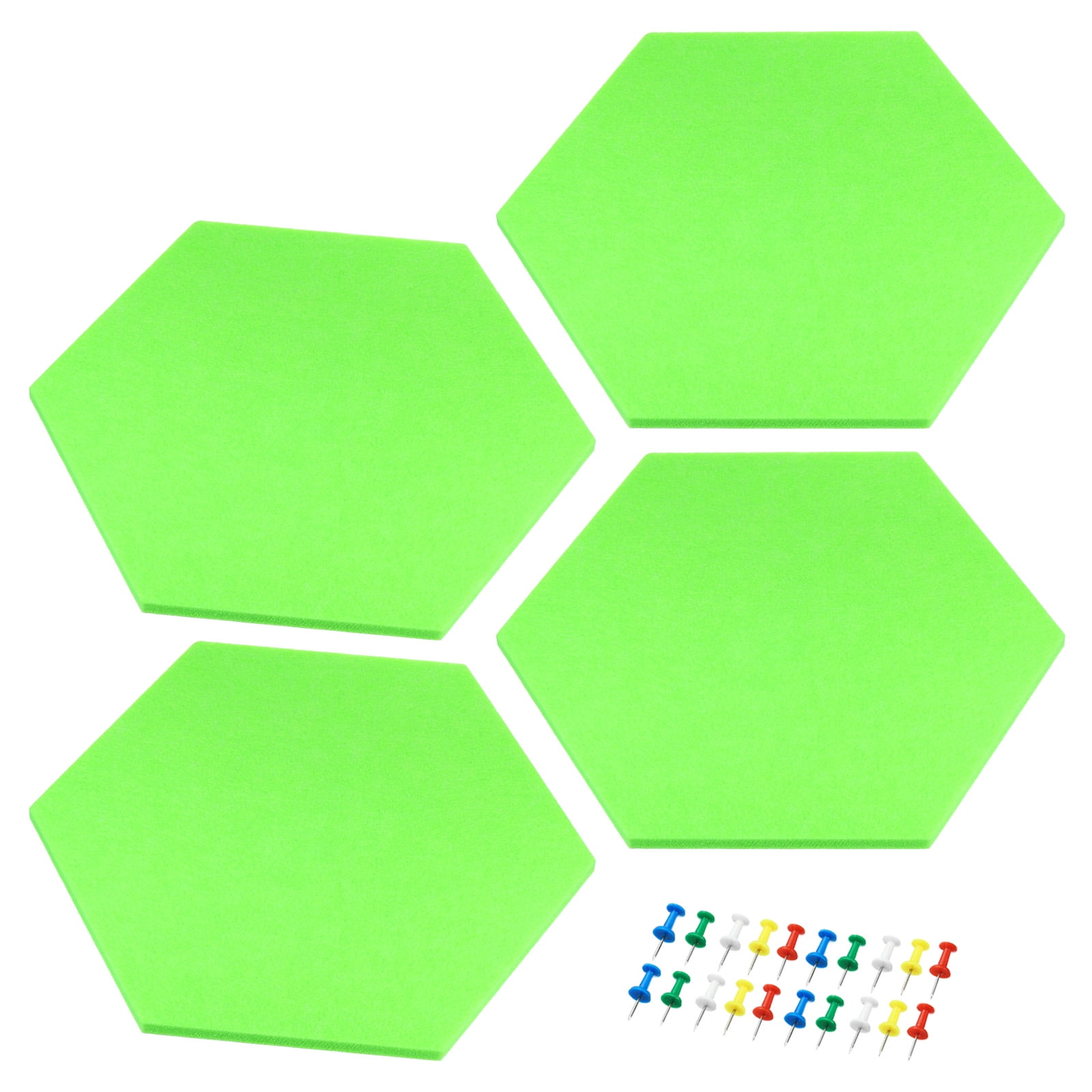 Self Adhesive Hexagon Wall Felt Bulletin Board Tiles Push Pins, Green 4 ...