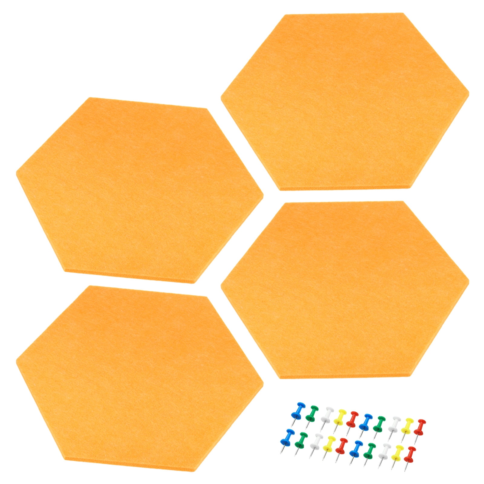 Self Adhesive Hexagon Wall Felt Bulletin Board Tiles Push Pins, Yellow ...