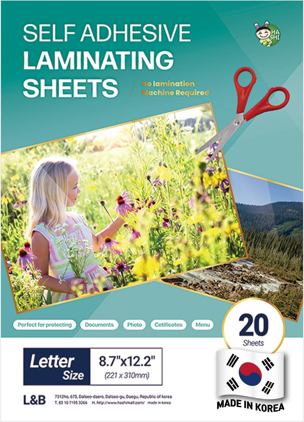 Self Adhesive Laminating Clear Sheets, 4mil, Pack of 20, Letter Size (8 ...