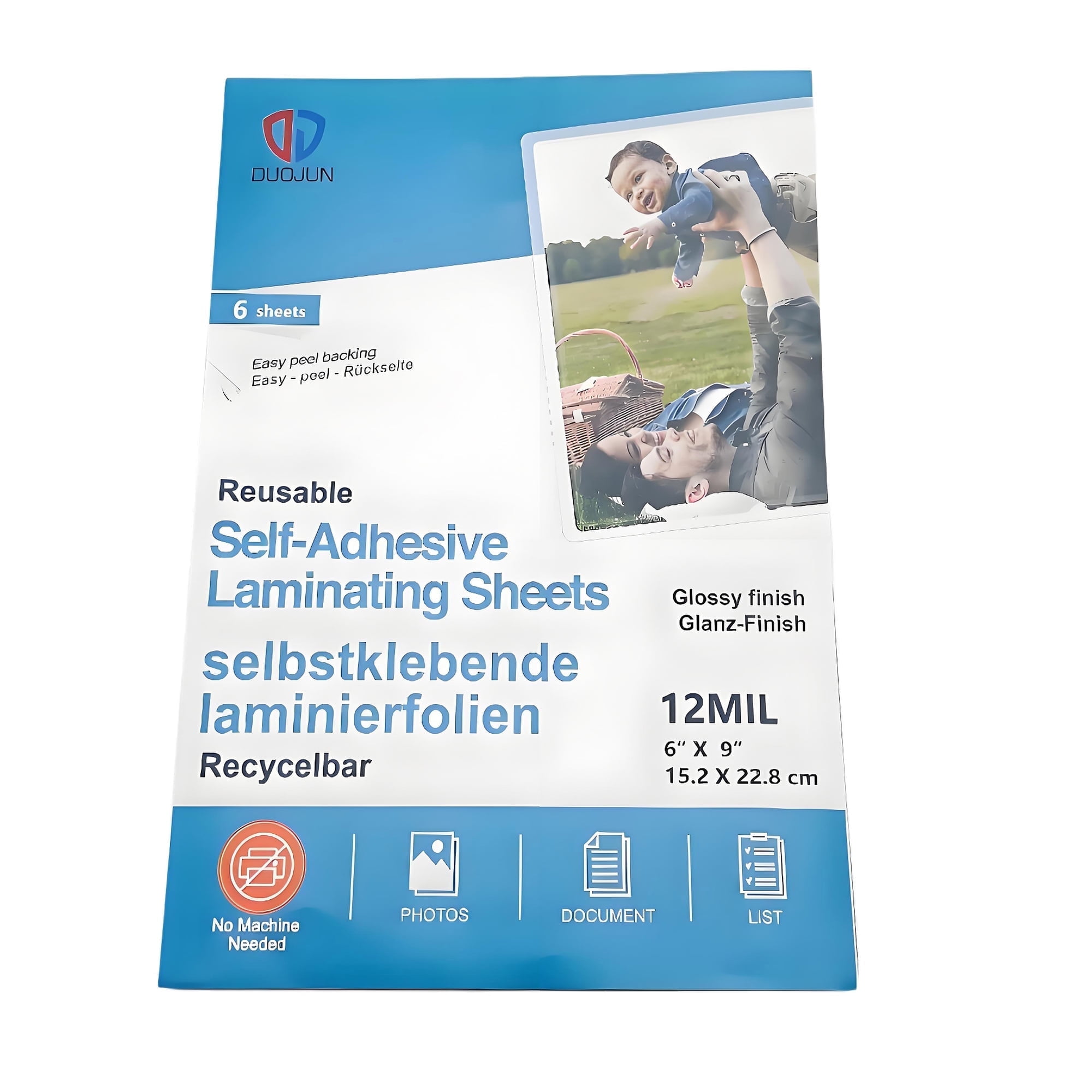 DUOJUN Thicken Self-Adhesive Laminating Pouches, No Machine Needed, 6 ...