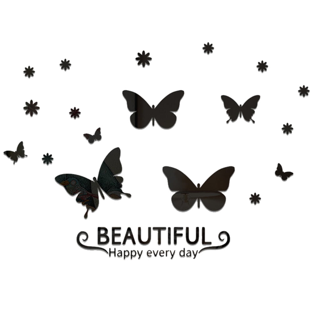 Self-Adhesive Mirror Wall Decor Acrylic Butterfly Mirror Stickers for ...