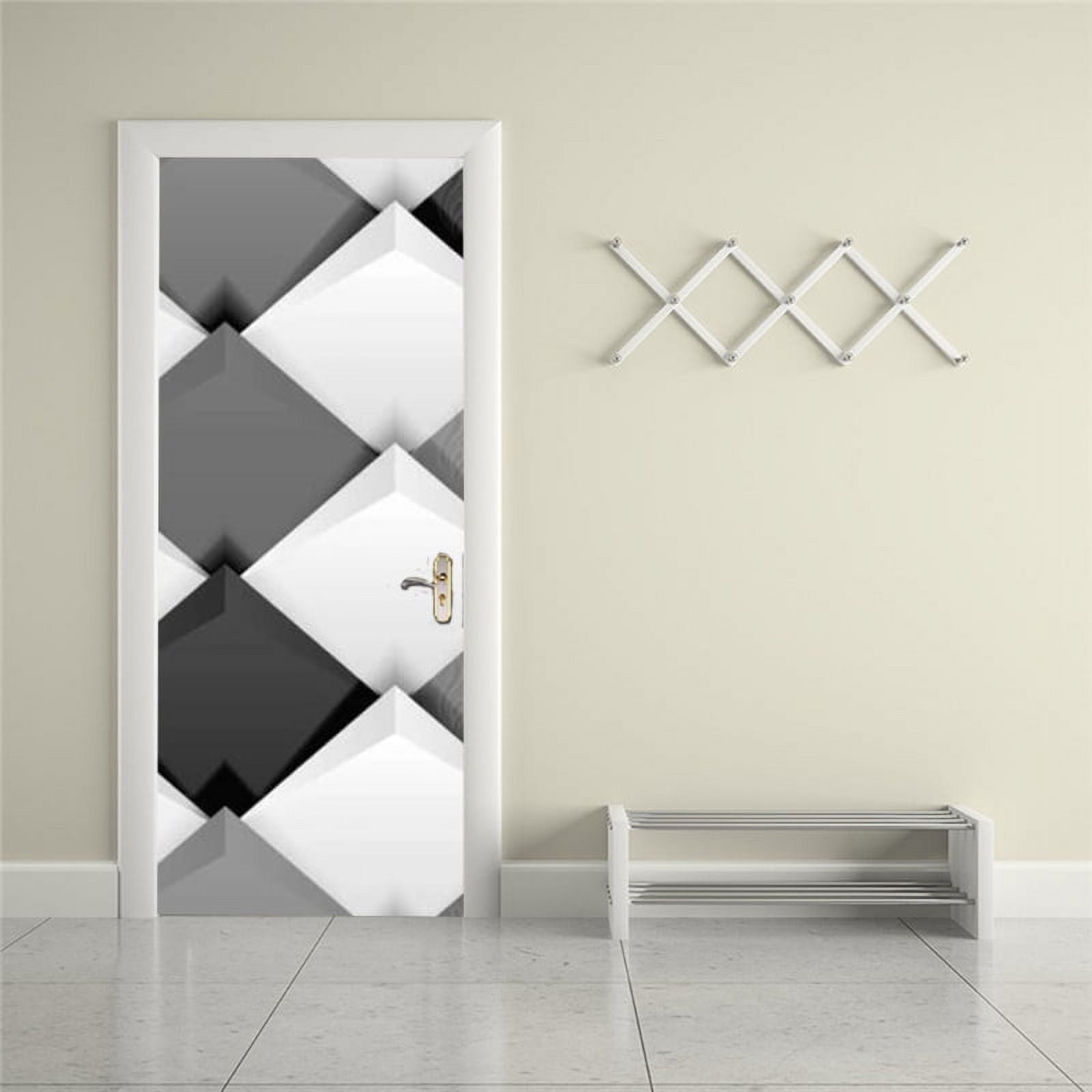 Self Adhesive PVC Modern Geometric 3d Stereo Door Stickers Home r Door ...
