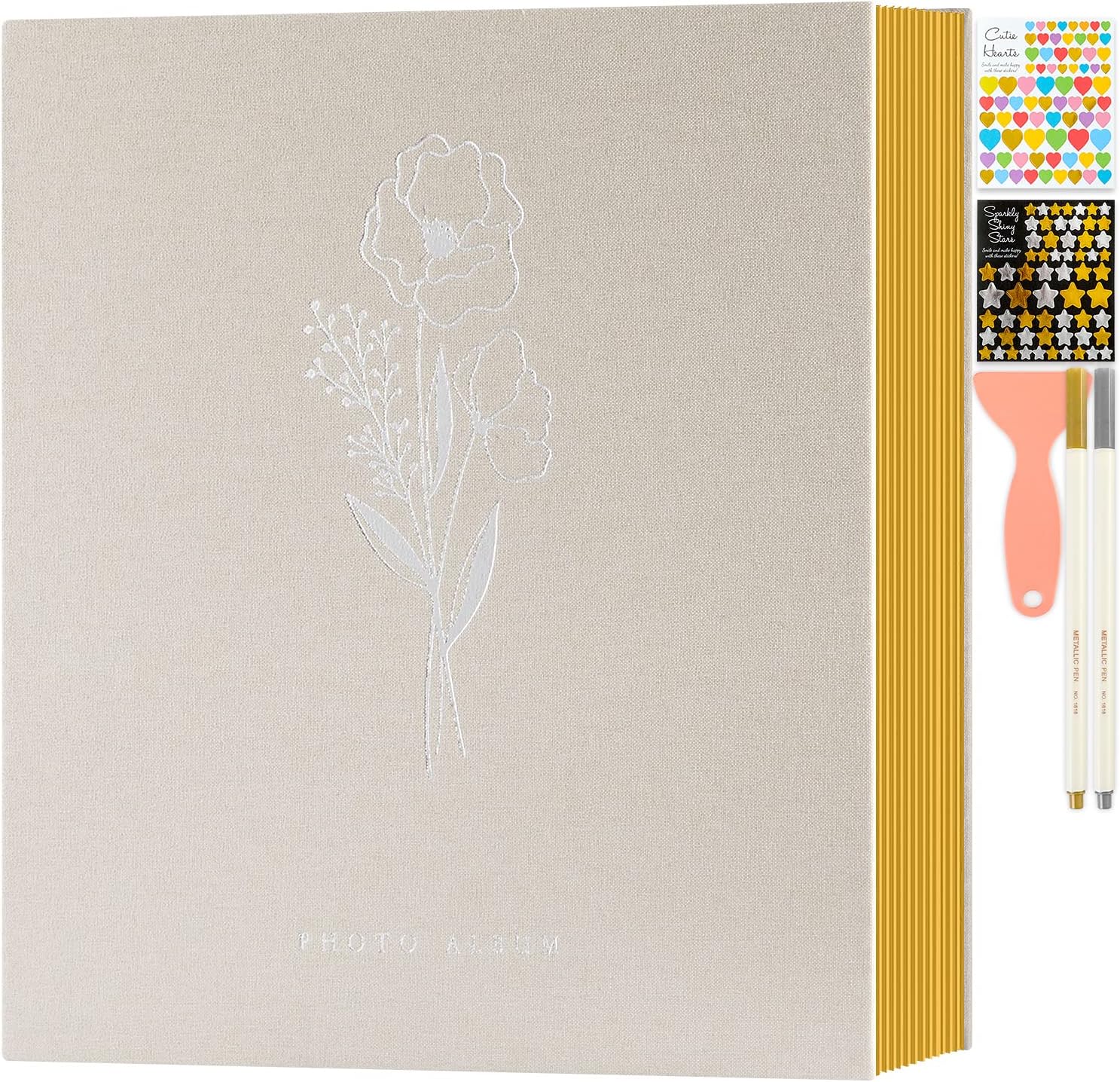 Self Adhesive Photo Album Scrapbook 40 Pages, Linen Photos Albums DIY ...