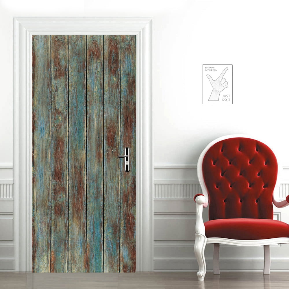 Self-Adhesive Retro Wooden Door Refurbish Sticker DIY Custom Door ...