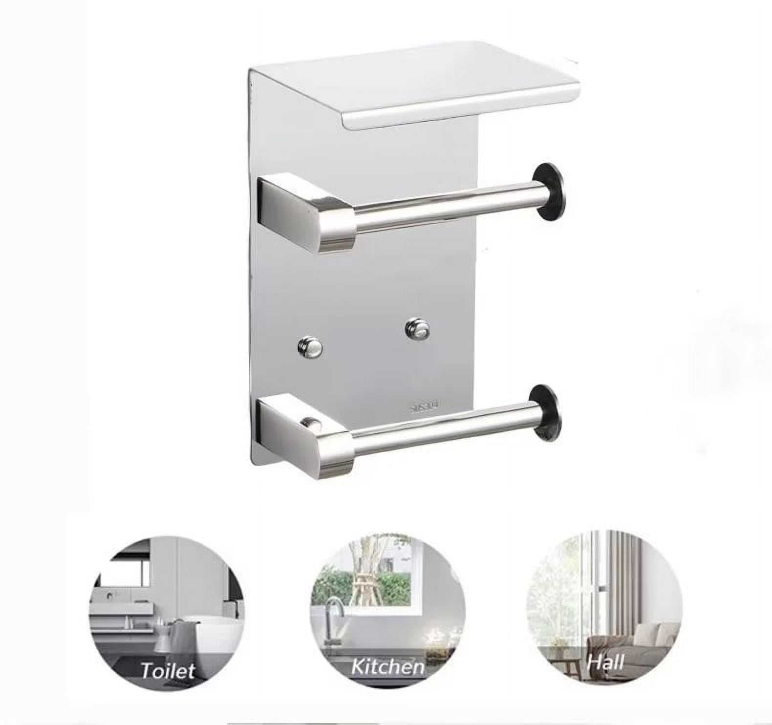 Self Adhesive Toilet Paper Holder With Phone Shelf Sus304 Stainless