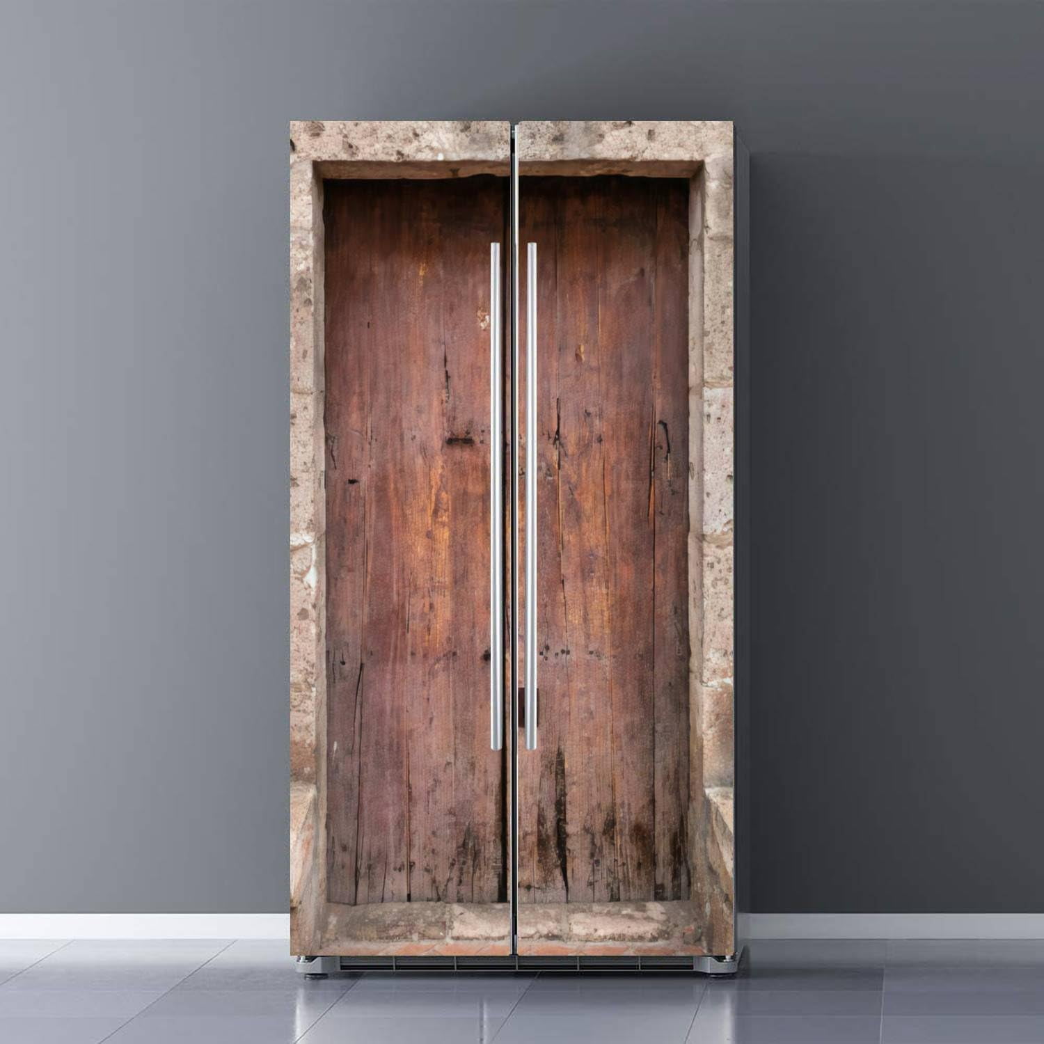 Self Adhesive Vinyl Refrigerator Wrap Set - Ancient Door Mural ...