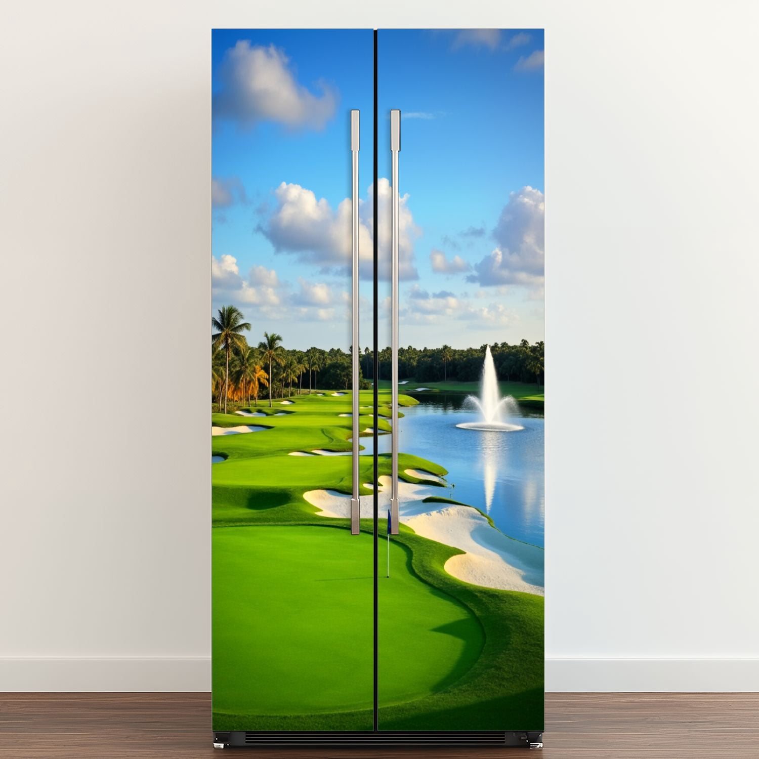 Self Adhesive Vinyl Refrigerator Wrap Set Blue Golf Course Fairways ...