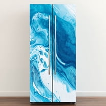 Self Adhesive Vinyl Refrigerator Wrap Set marble texture Door Mural ...