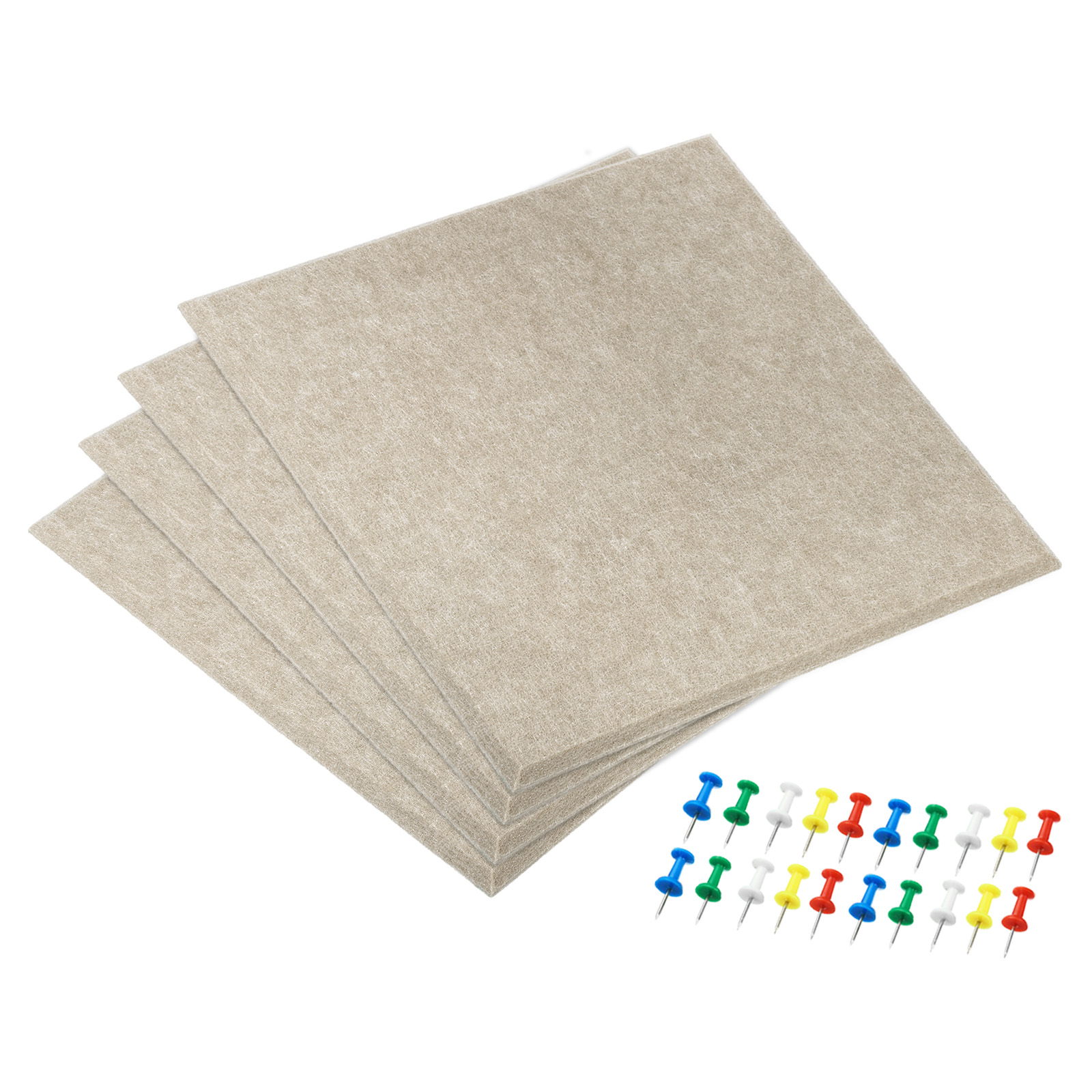 Self Adhesive Wall Square Bulletin Felt Board Tile with Push Pin, Dark ...