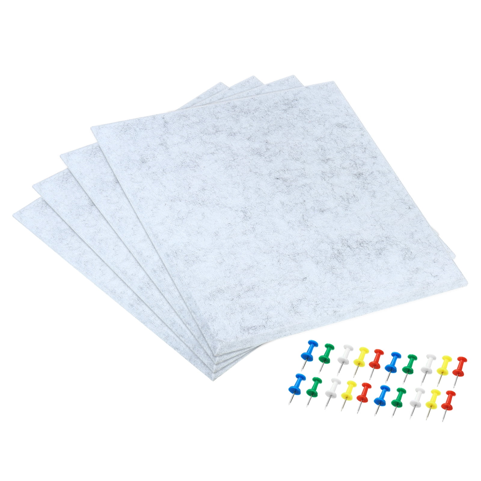 Self Adhesive Wall Square Bulletin Felt Board Tile with Push Pin, Gray ...