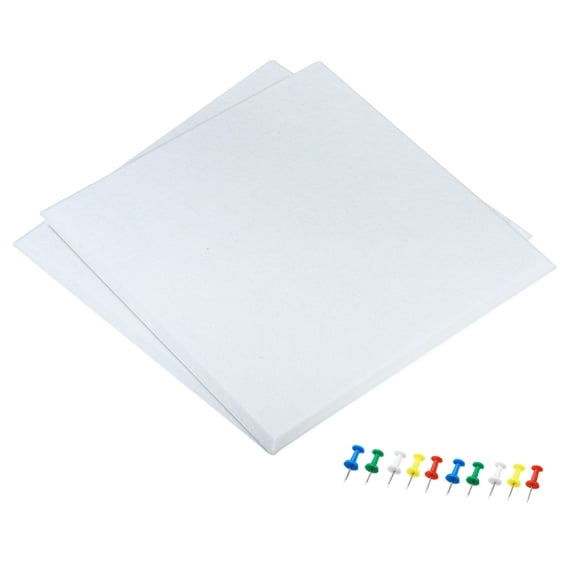 Self Adhesive Wall Square Bulletin Felt Board Tile with Push Pin, White ...