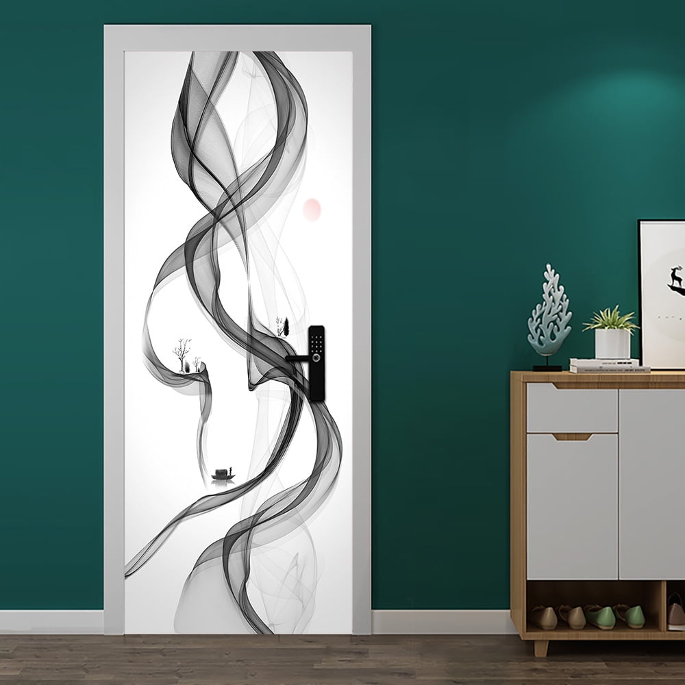 Self Adhesive White Doors Wallpaper Entrance Door Waterproof Oil-proof ...