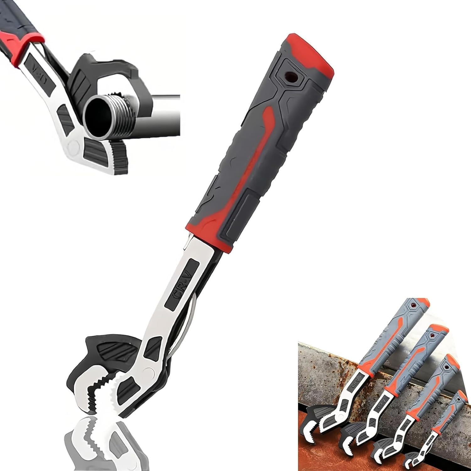Self Adjusting Pipe Wrench, Multifunctional Self Locking Wrench Set ...