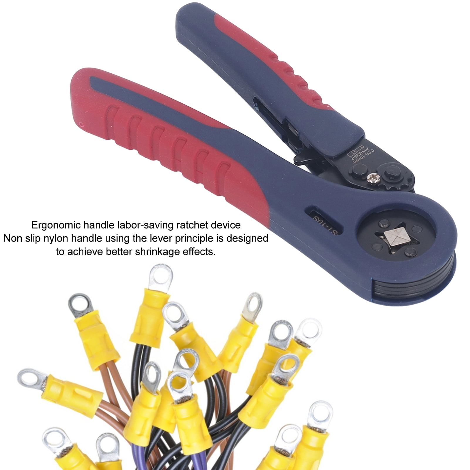 Self,Adjusting Wire Ferrule Pliers: Ratchet Design, Nylon Grip ...