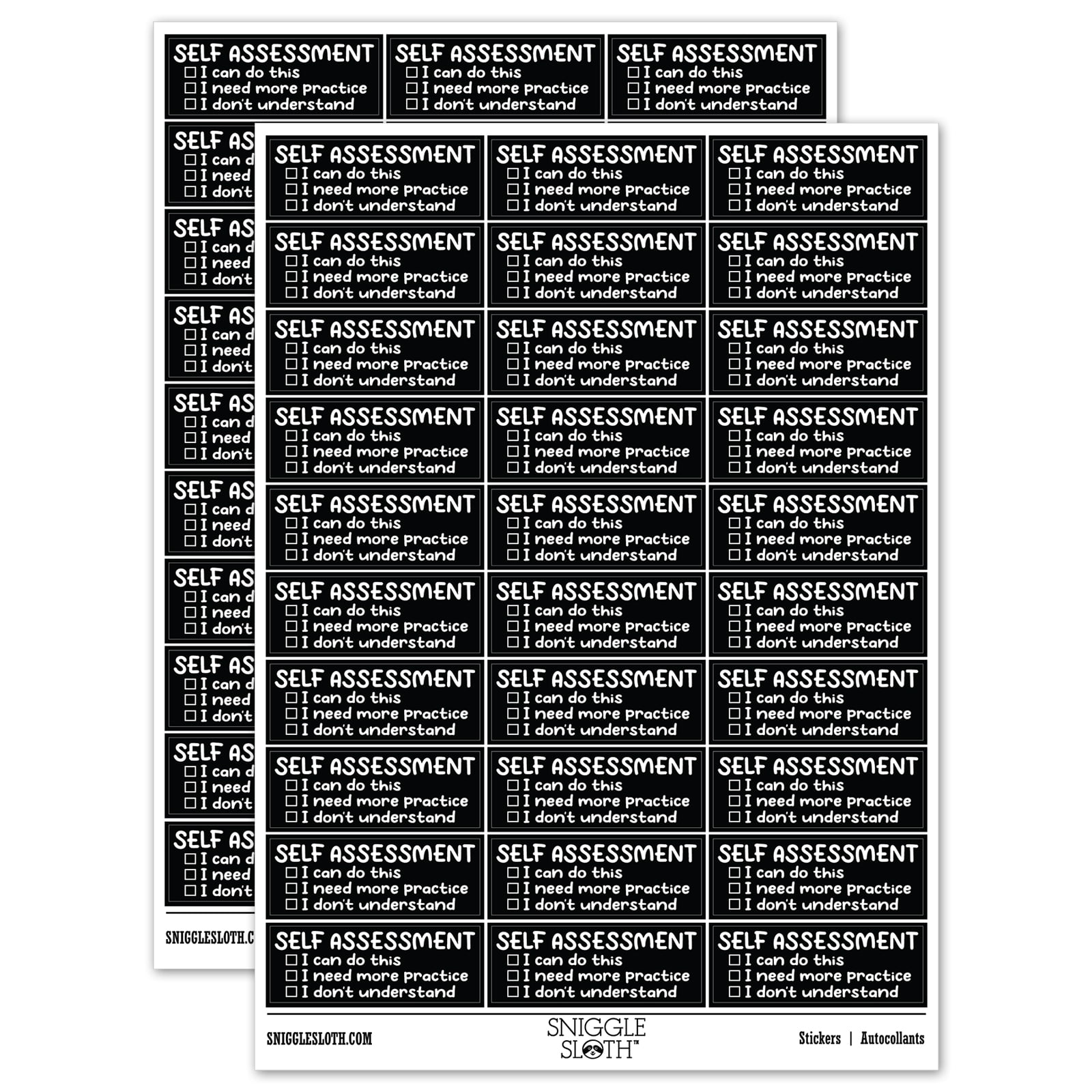 Self Assessment Teacher Student School Sticker Set - Black - Gloss ...