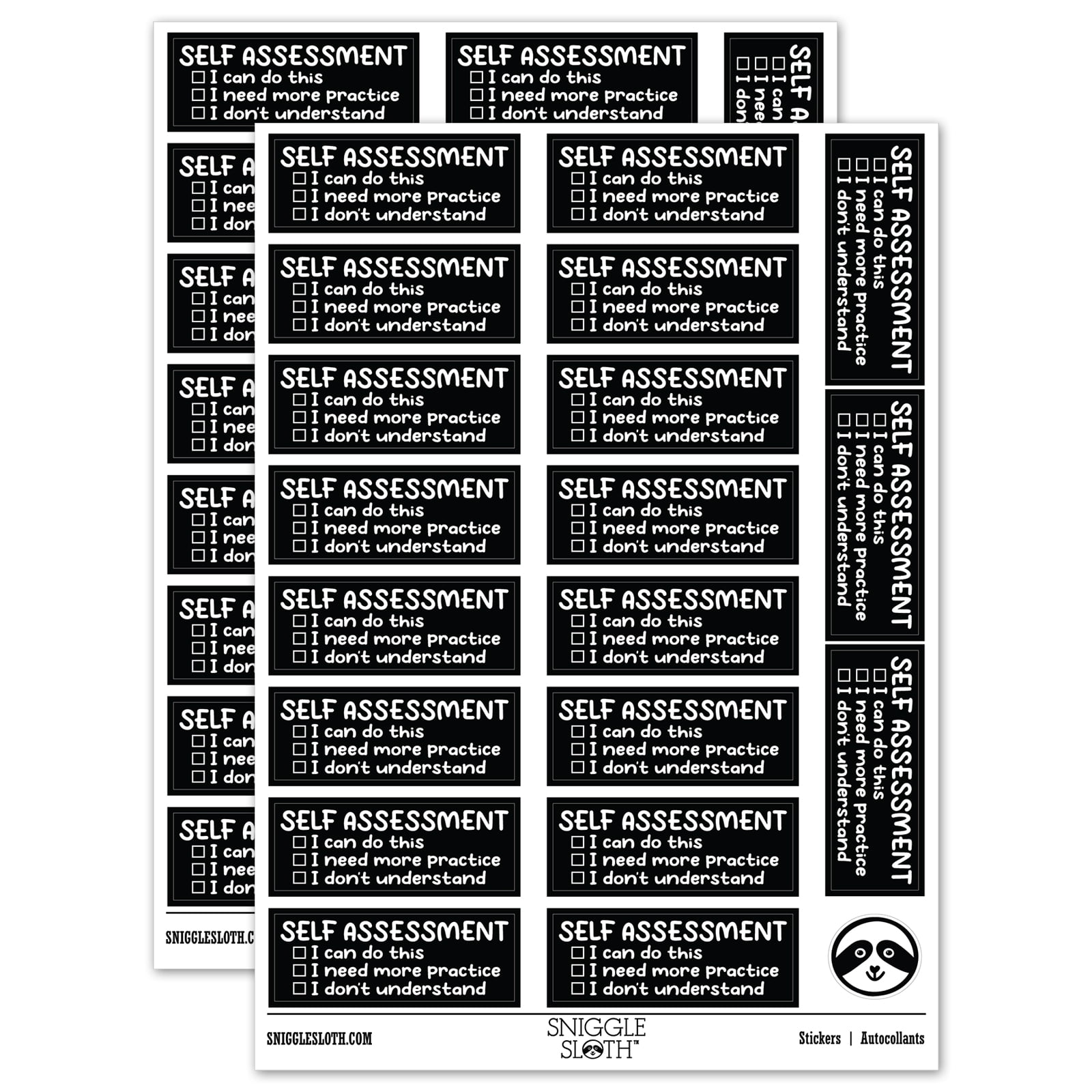 Self Assessment Teacher Student School Sticker Set - Black - Gloss ...