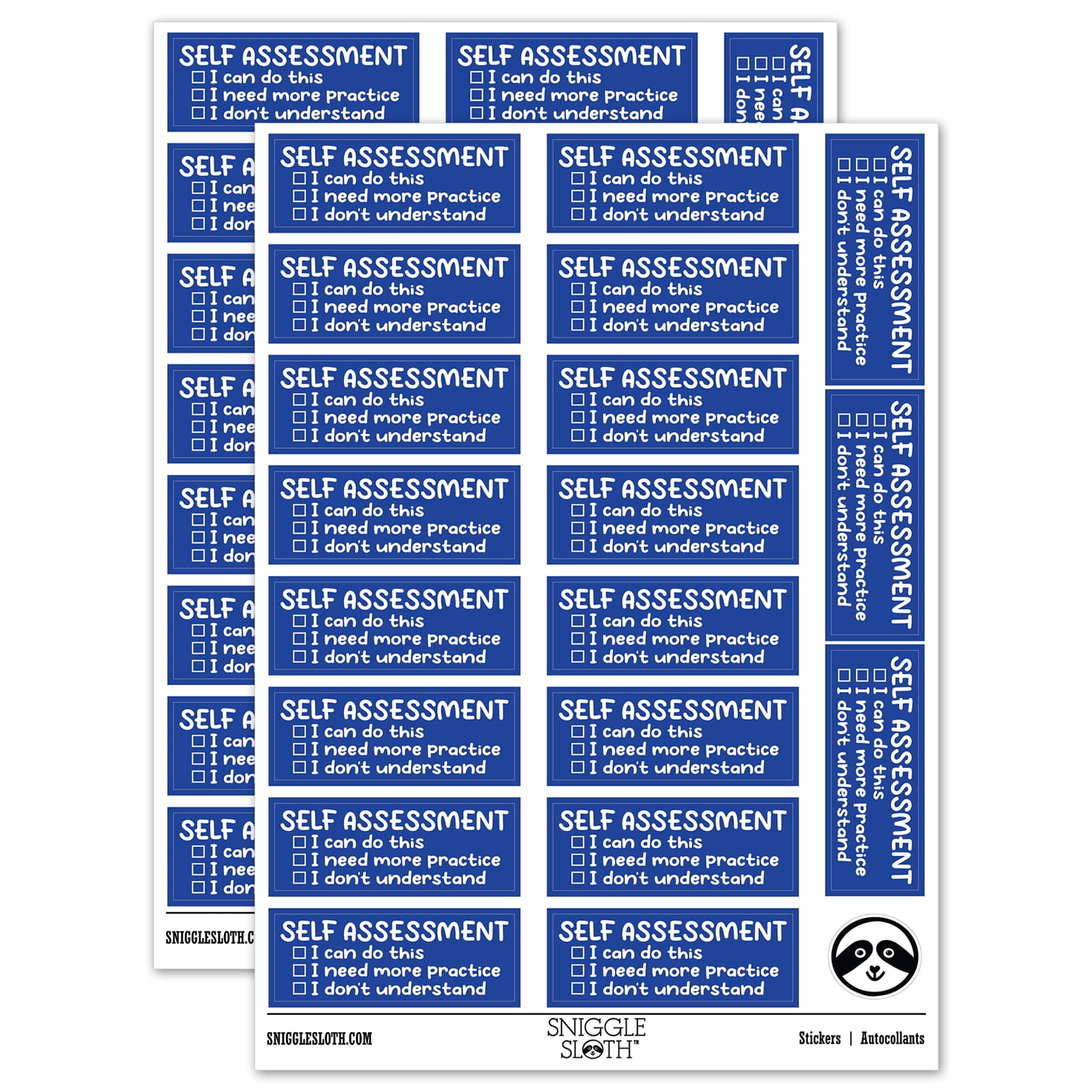 Self Assessment Teacher Student School Sticker Set - Dark Blue - Matte ...