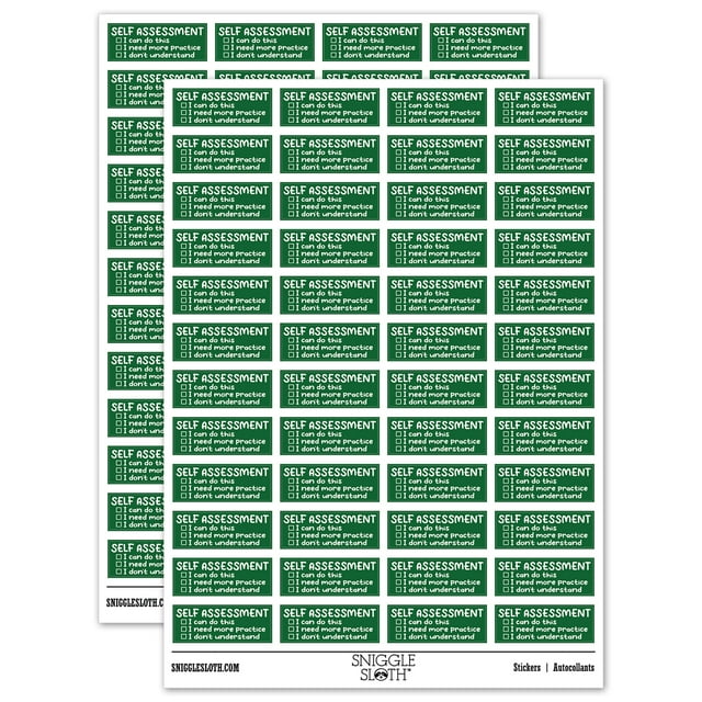 Self Assessment Teacher Student School Sticker Set - Dark Green - Matte ...