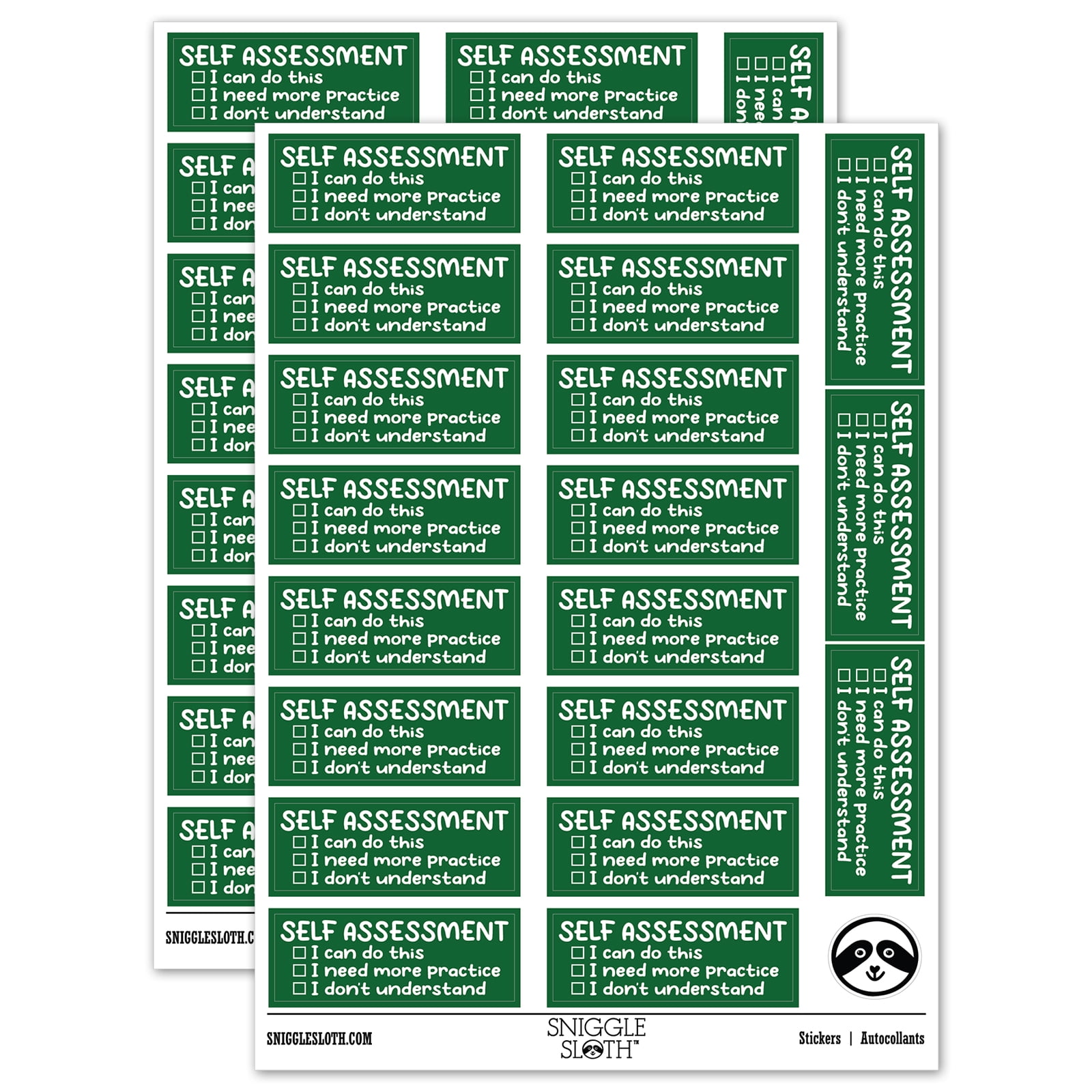 Self Assessment Teacher Student School Sticker Set - Dark Green - Matte ...