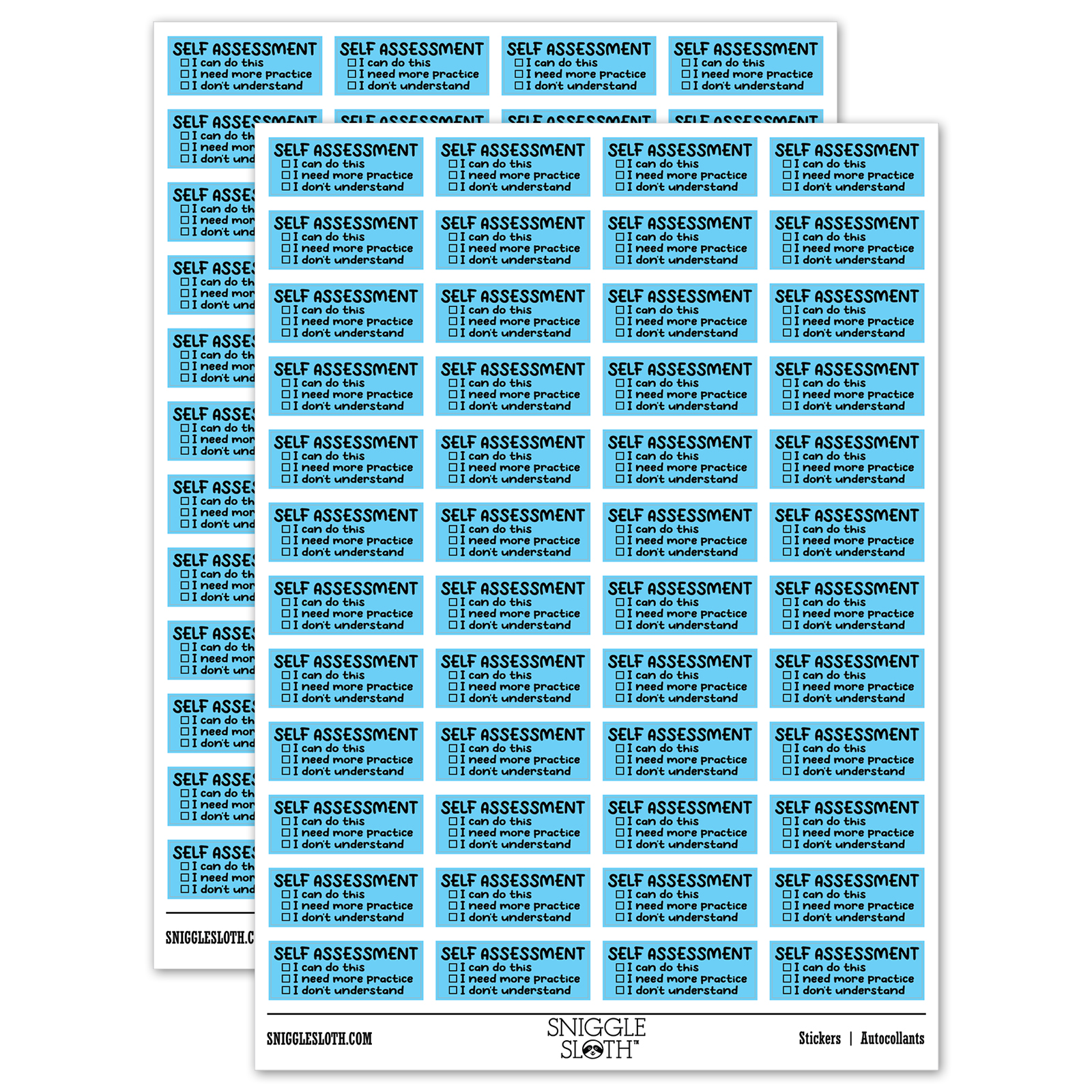 Self Assessment Teacher Student School Sticker Set - Light Blue - Matte ...