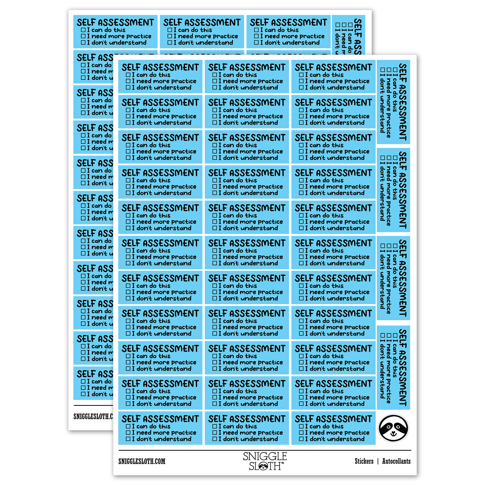 Self Assessment Teacher Student School Sticker Set - Light Blue - Matte ...