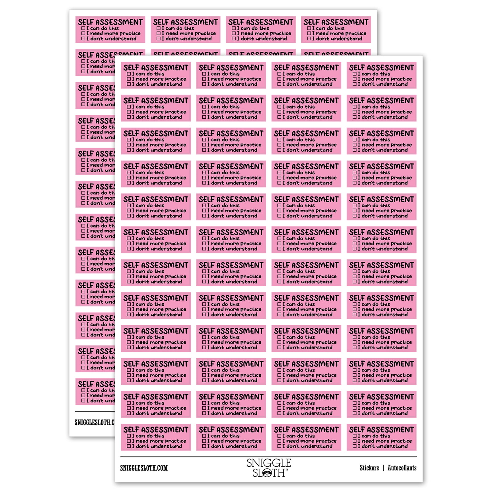 Self Assessment Teacher Student School Sticker Set - Light Pink - Gloss ...