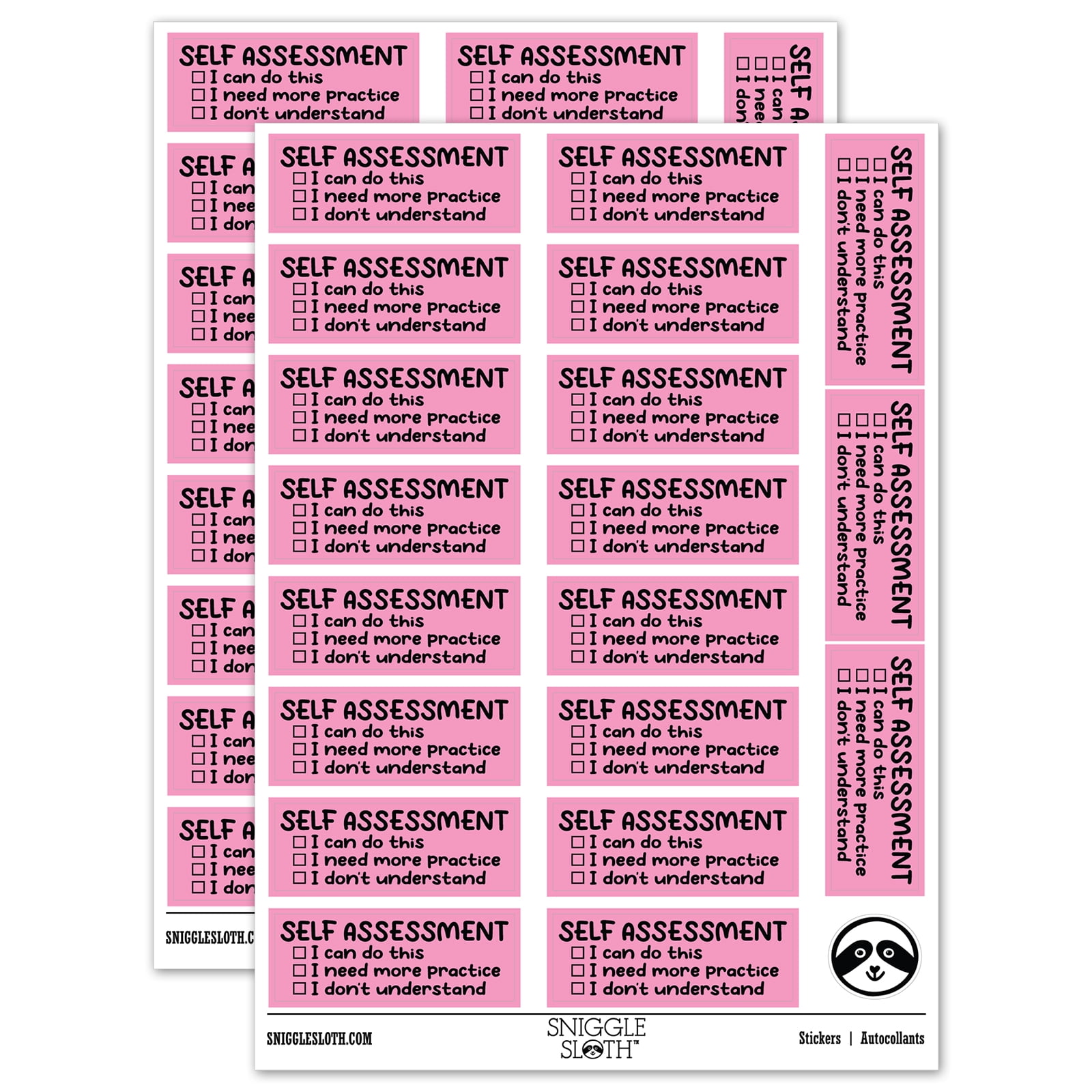Self Assessment Teacher Student School Sticker Set - Light Pink - Gloss ...
