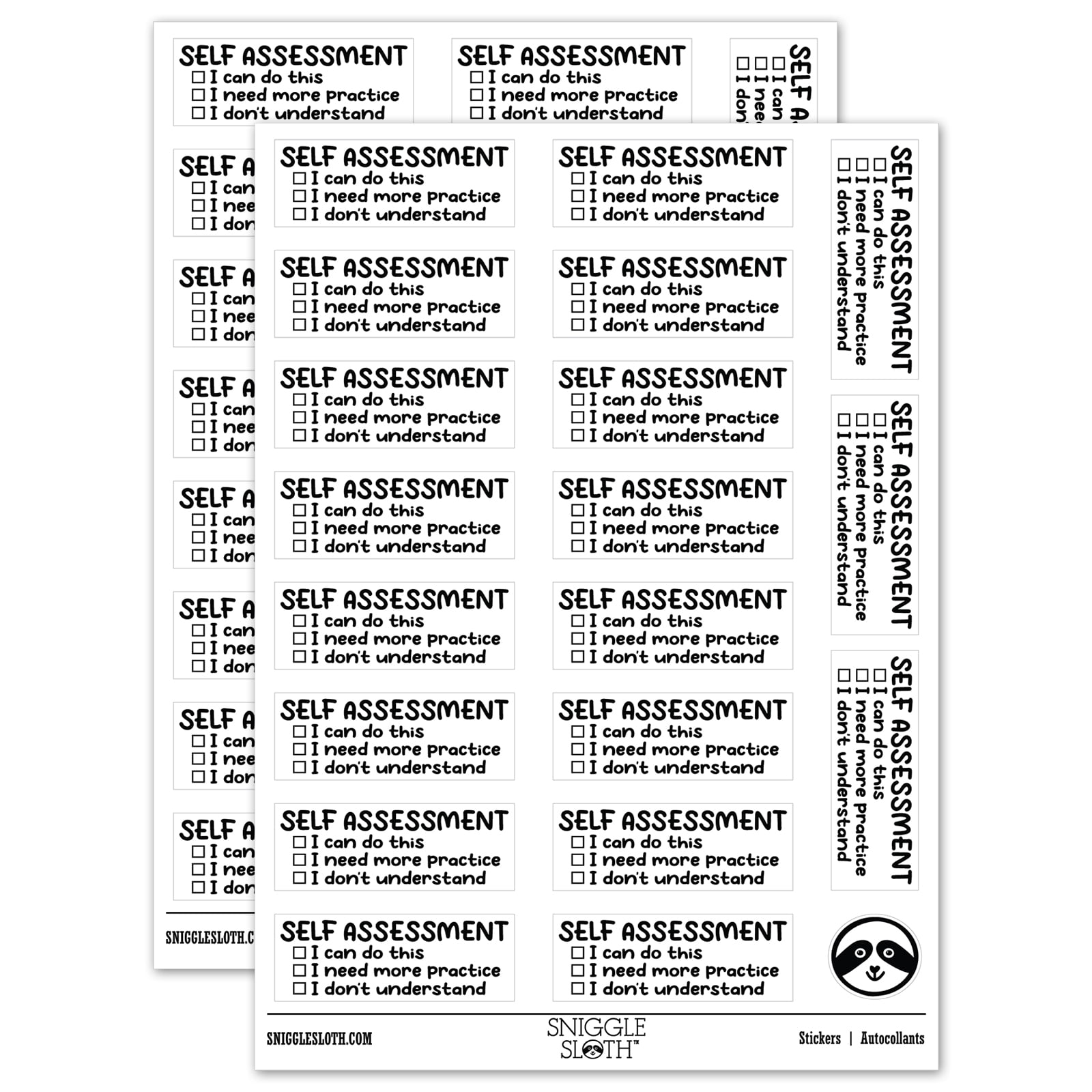 Self Assessment Teacher Student School Sticker Set - White - Gloss ...