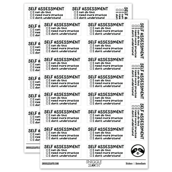 Self Assessment Teacher Student School Sticker Set - White - Gloss ...